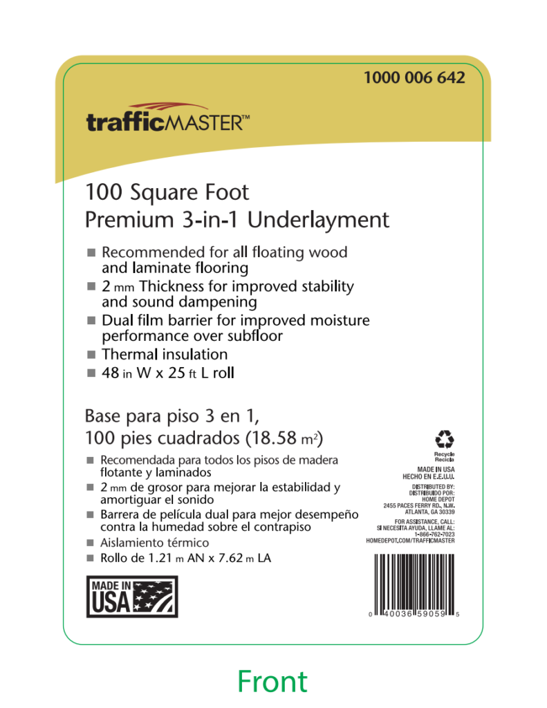 TrafficMASTER Premium 3-in-1 Underlayment - Flooring Underlayment